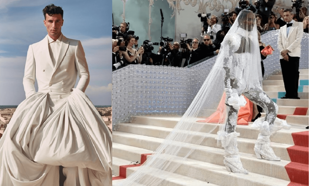 Lo sposo in abito bianco con lo strascico (FOTO-VIDEO)